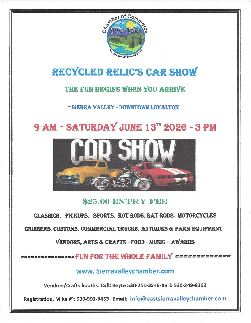 6-13-2026 RECYCLED RELICS CAR SHOWScan Loyalton, CA - CarShowNationals.com
