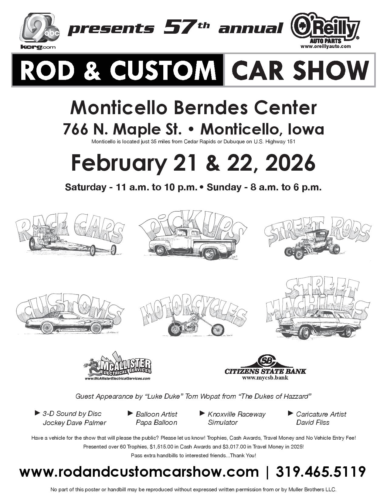 2-21-22-2026 Rod and Custom 2026 Pre Show Flyer Monticello, IA-page-001 ...